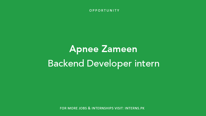 Backend Developer intern at Apnee Zameen | Interns Pakistan